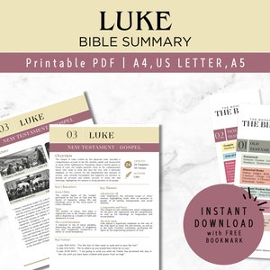 Luke Bible Study Printable Cheat Sheet | New Testament Summary ...