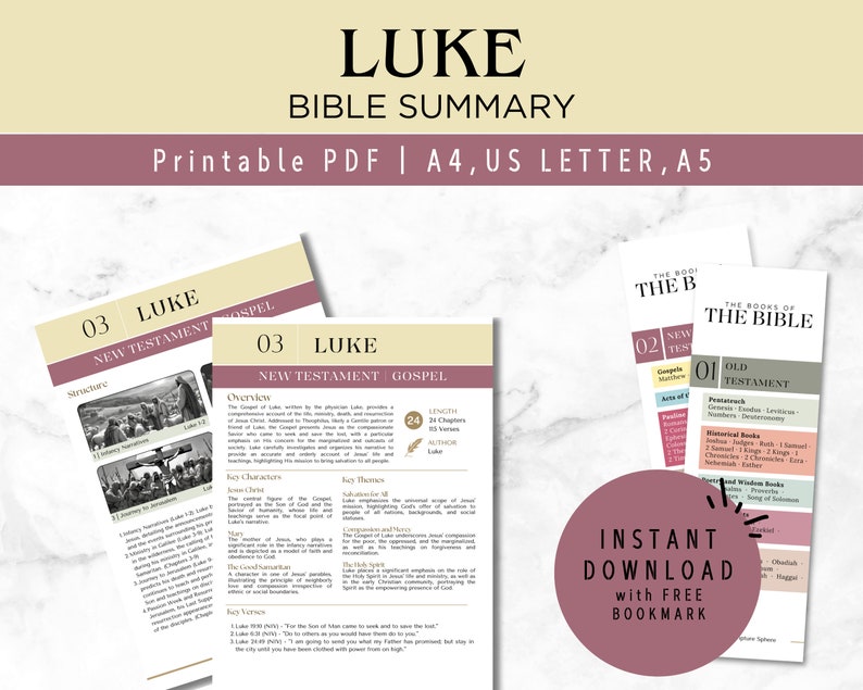Luke Bible Study Printable Cheat Sheet | New Testament Summary ...