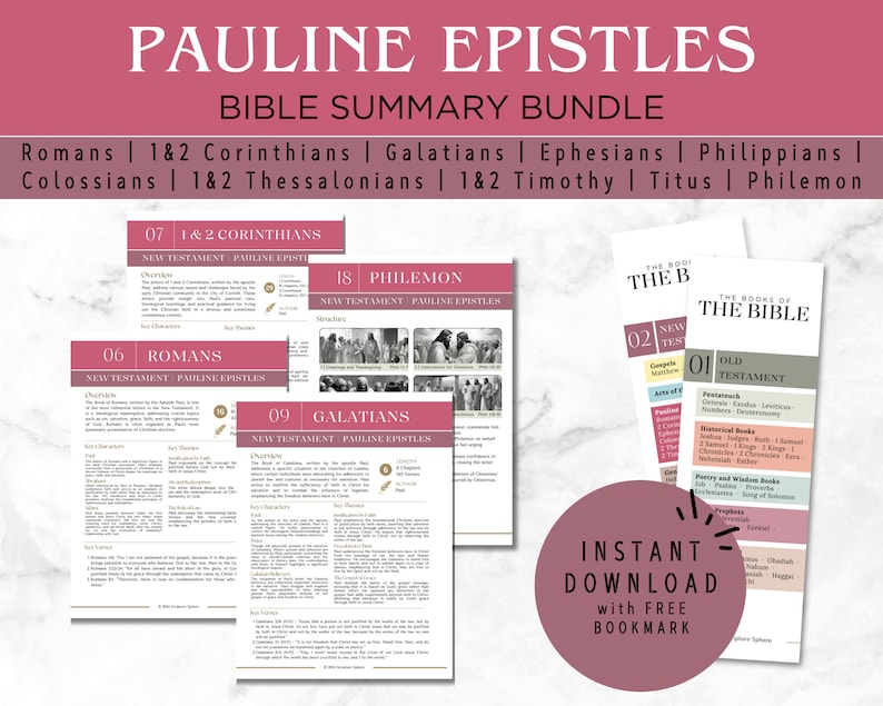 Pauline Epistles Bible Study Bundle Printable Cheat Sheet | New ...