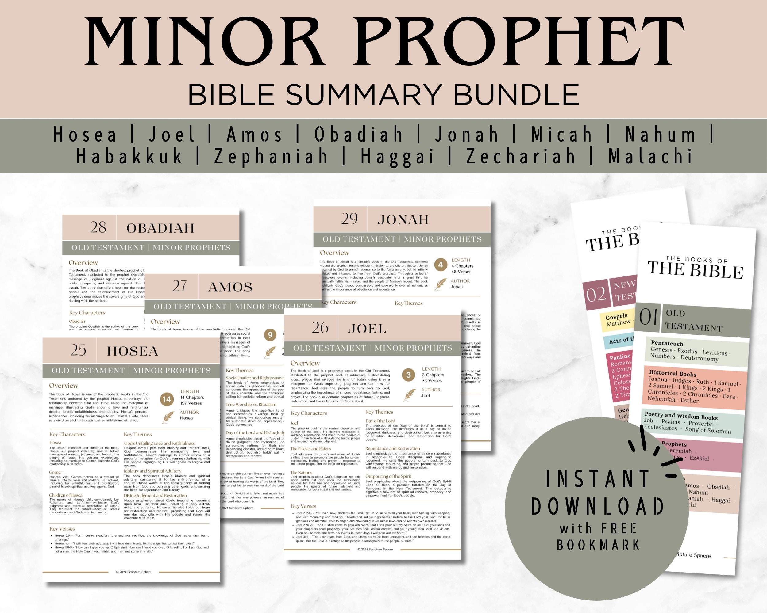 Minor Prophets Bible Study Bundle Printable Cheat Sheet | Old Testament ...
