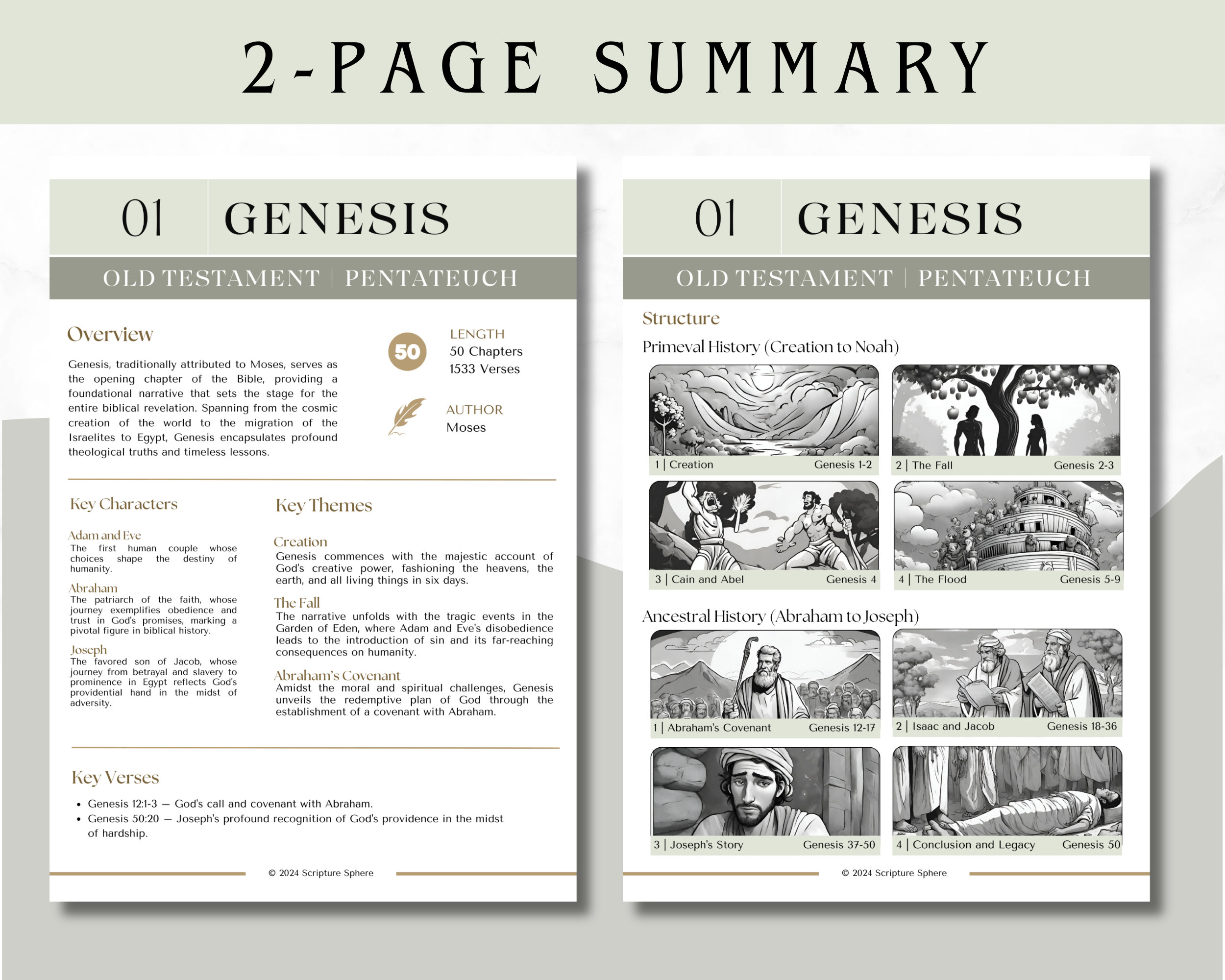 Genesis Bible Study Cheat Sheet: Old Testament Summary (digital ...