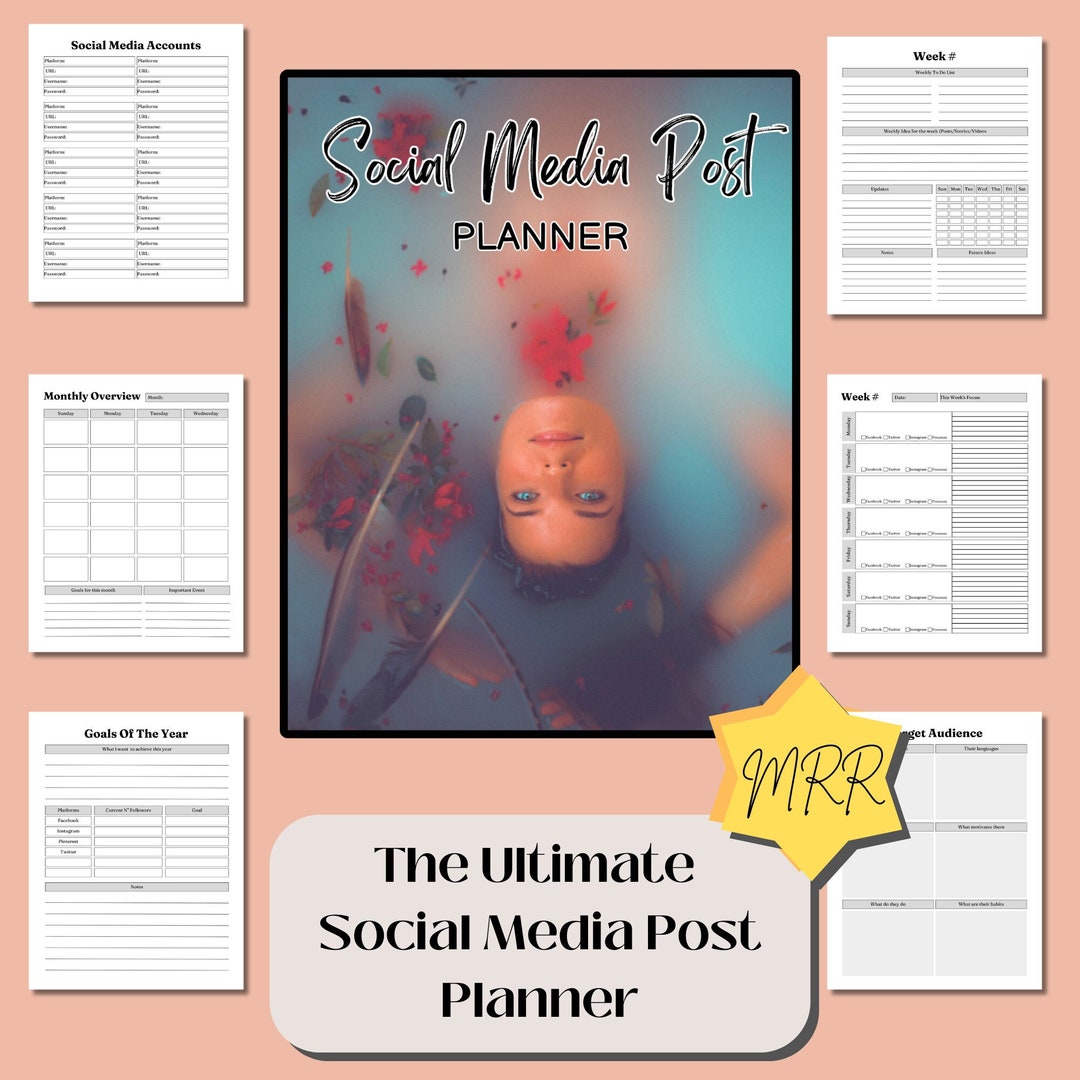 The Ultimate Social Media Post Planner Workbook MRR Canva Template ...