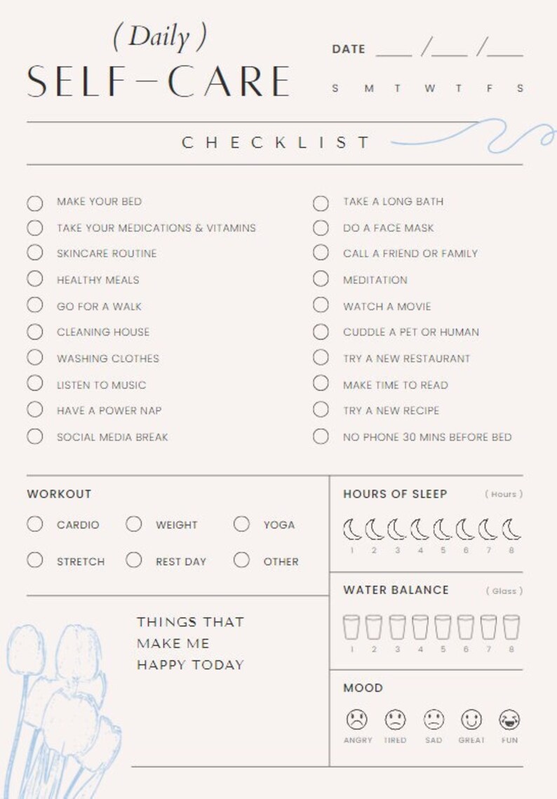 Customizable Daily Self-care Planner - Etsy
