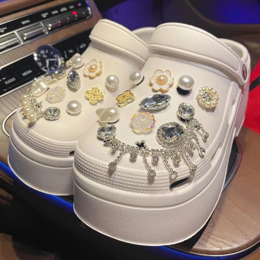 DIY Sparkling Rhinestones Shoe Charms for Crocs Clogs Slides Sandals ...