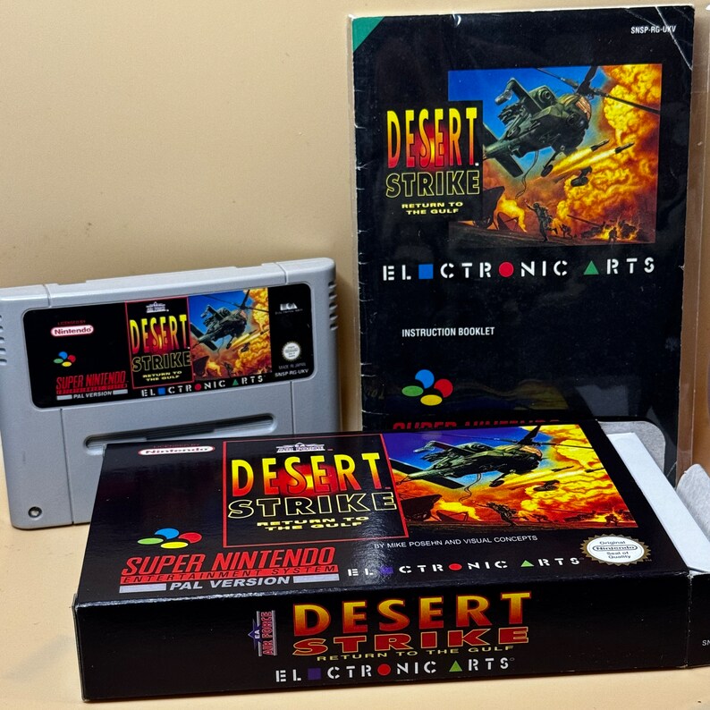 Desert Strike SNES, PAL Complete. Original Game and Manual. Replacement ...