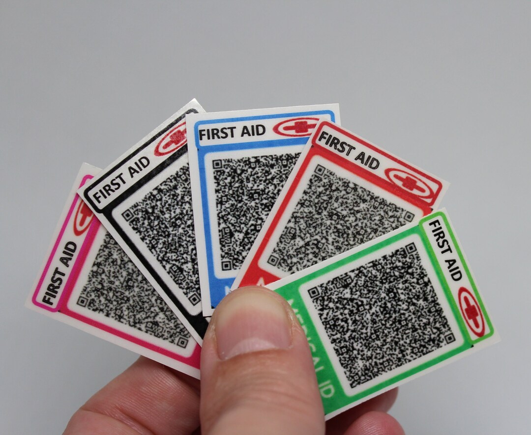 60 X Waterproof , Personalized QR Code Stickers With Medical ...