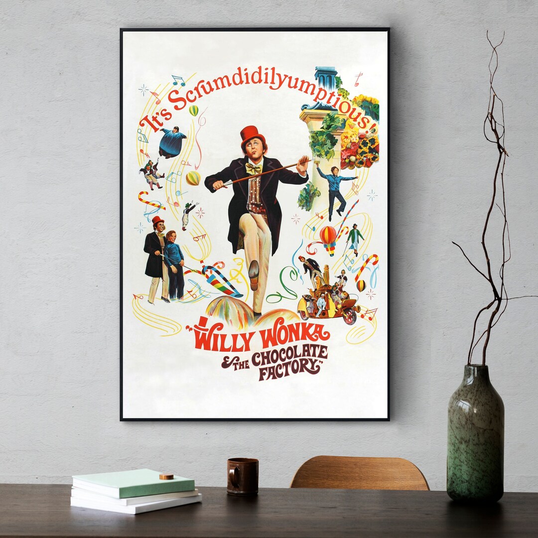 Willy Wonka and the Chocolate Factory Movie Poster, High Quality Canvas ...