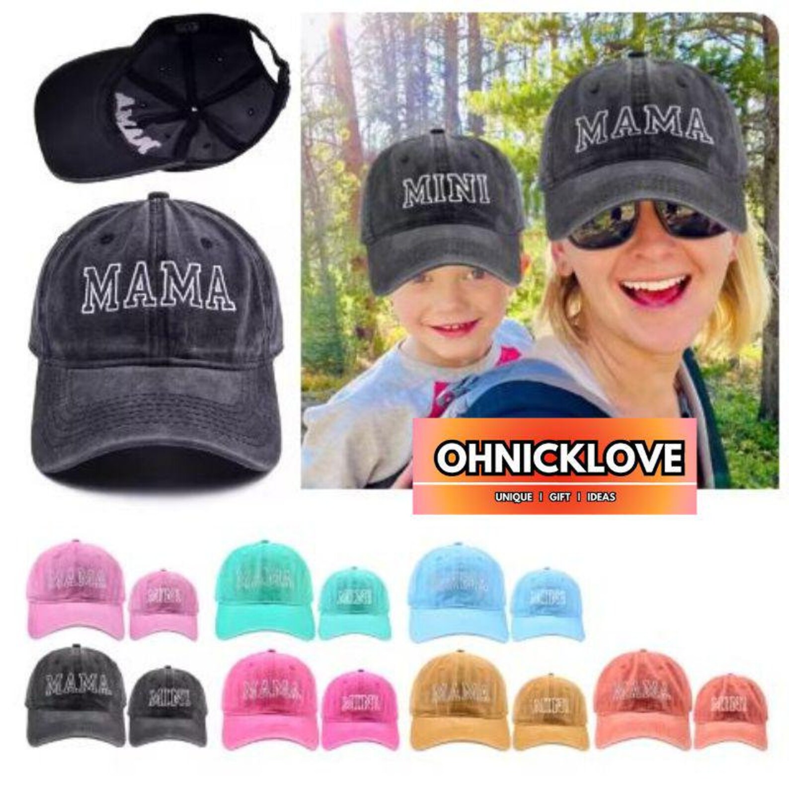 MOM MAMA MINI Family Caps, Baseball Cap With Classic Embroidery in 4 ...