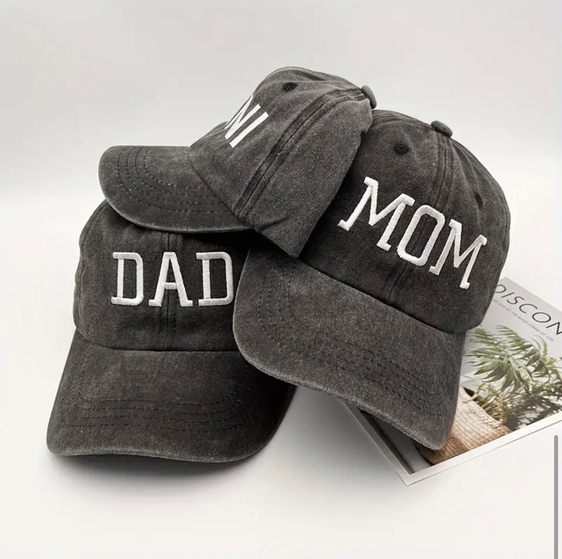 MOM DAD MINI Family Caps, Baseball Cap in Grey Washed, Outdoor Cap - Etsy