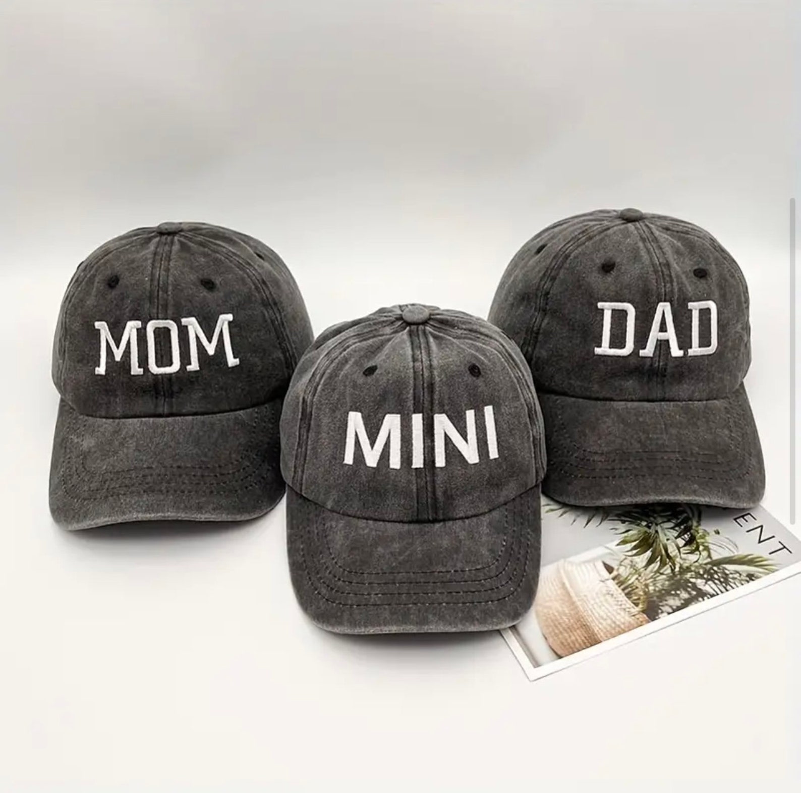 MOM DAD MINI Family Caps, Baseball Cap in Grey Washed, Outdoor Cap - Etsy