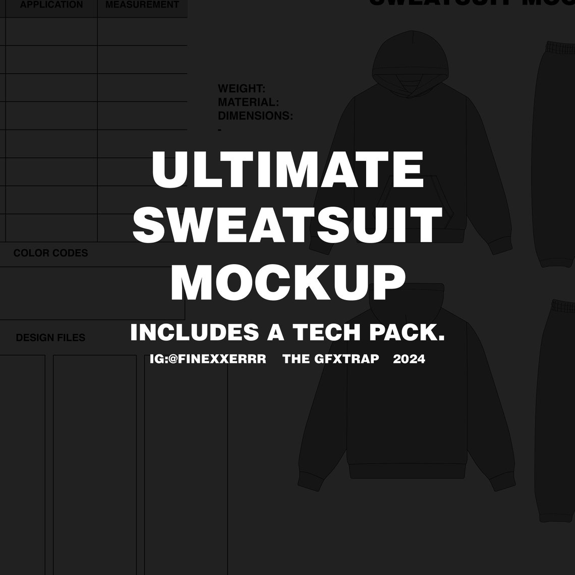 Editable Streetwear Vector Mockup & Tech Pack: Ultimate Sweatsuit ...