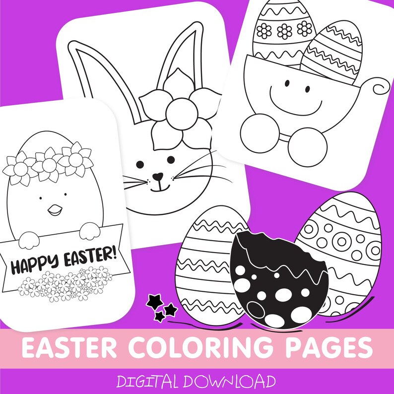 33 Easter Easy Coloring Pages for Kids,easter Coloring Book, Toddlers ...