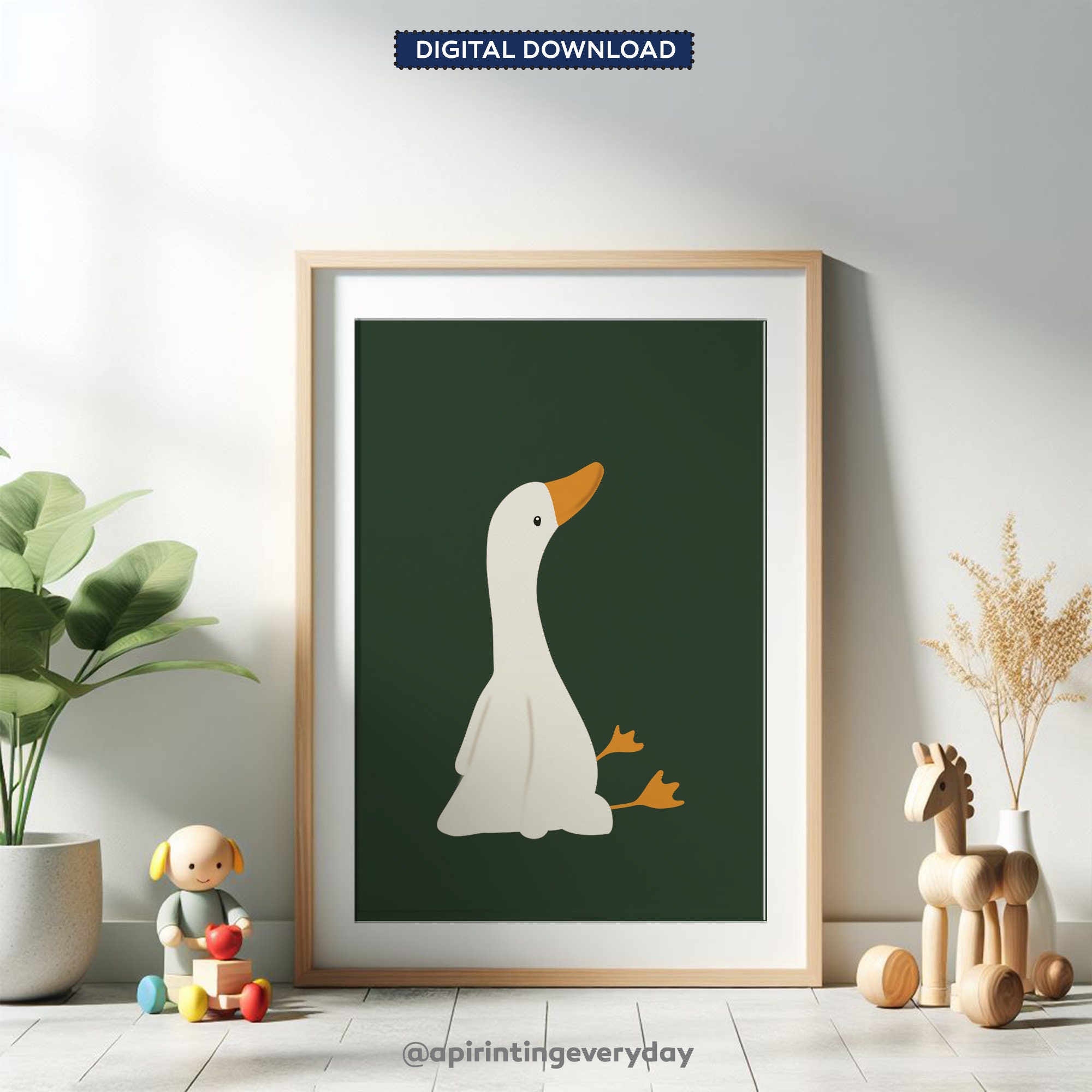 Silly Goose Wall Art, Duck Nursery Wall Art, Cute Goose Poster, Dark ...
