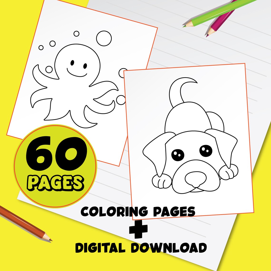 60 Printable Coloring Pages for Kids, Toddlers, Preschoolers, Coloring ...