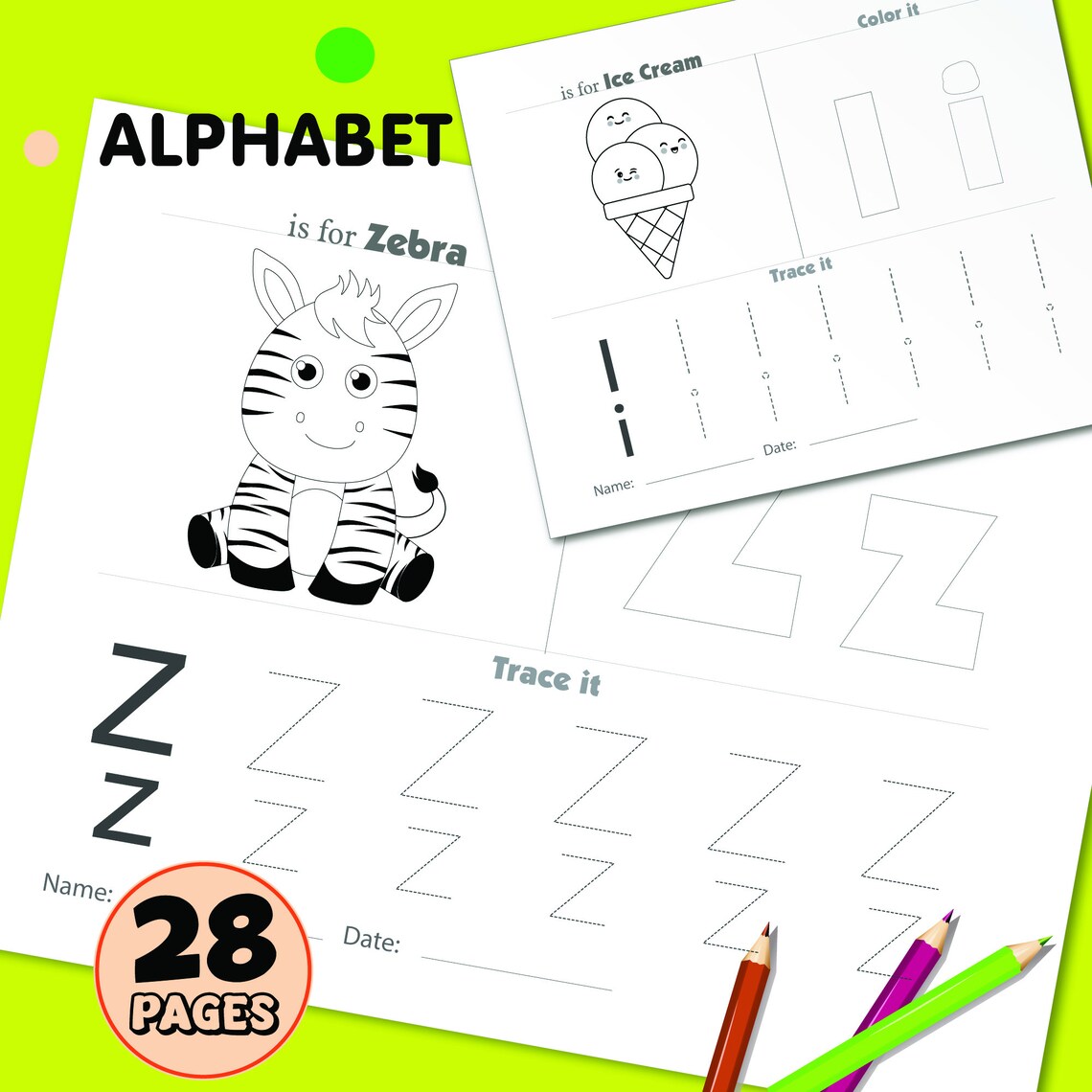 Printable Alphabet Coloring Pages Worksheets for Kids, Toddlers ...