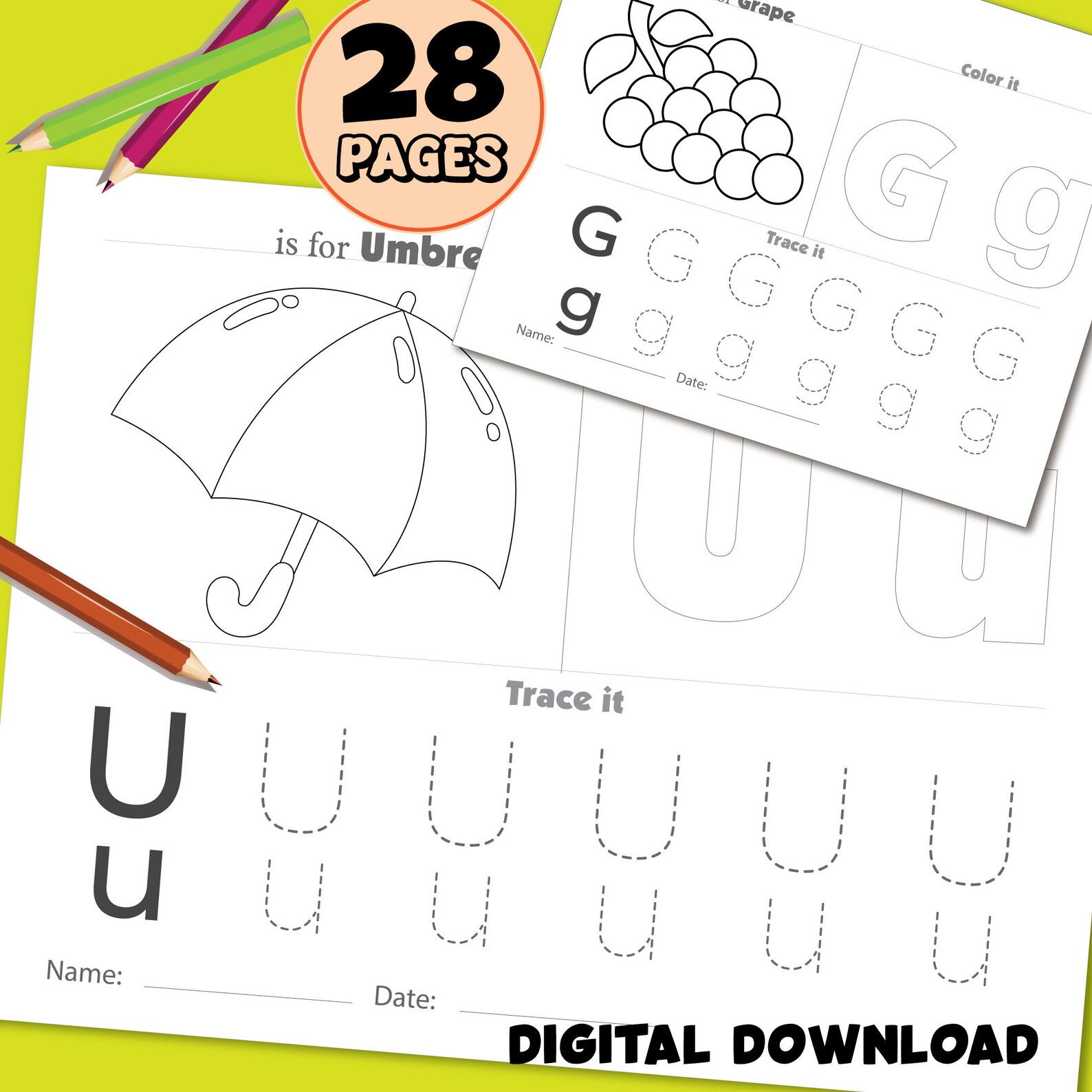 Printable Alphabet Coloring Pages Worksheets for Kids, Toddlers ...