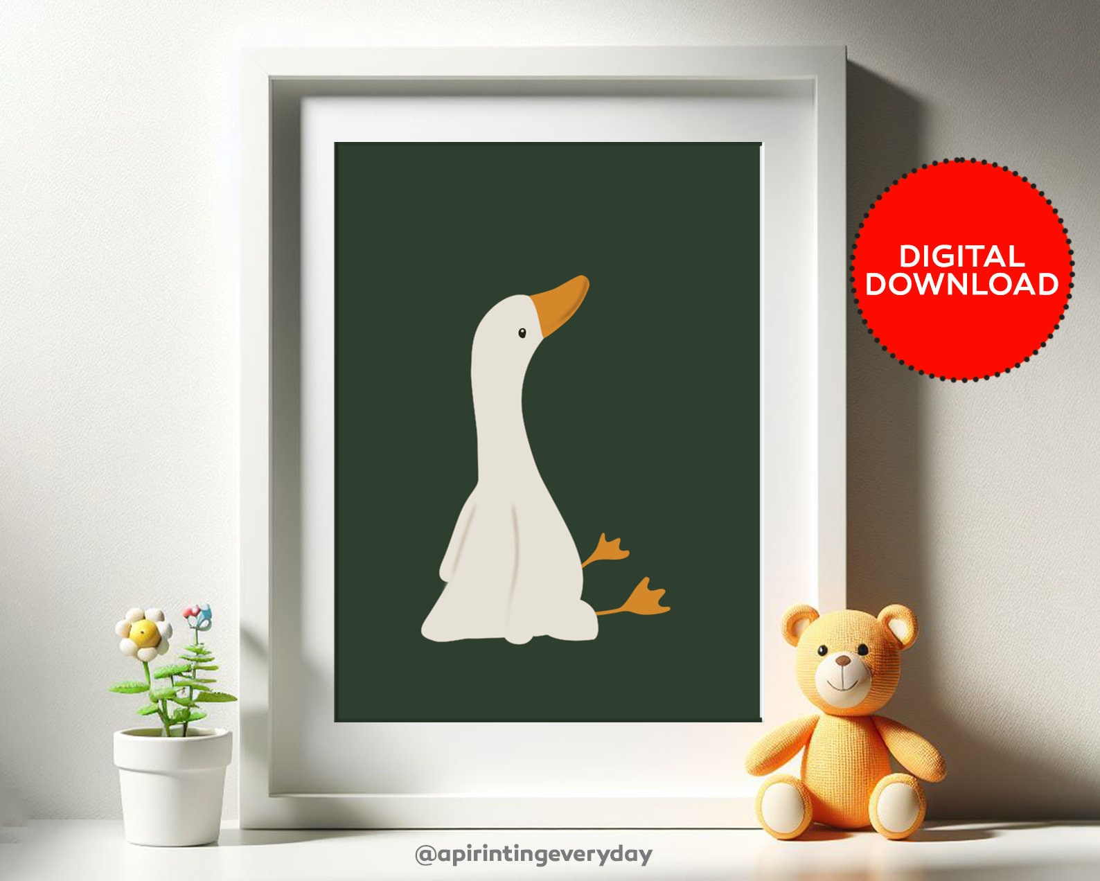 Silly Goose Wall Art, Duck Nursery Wall Art, Cute Goose Poster, Dark ...