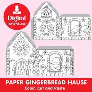 Gingerbread House Printable Paper Craft, Christmas Color Build Paper ...