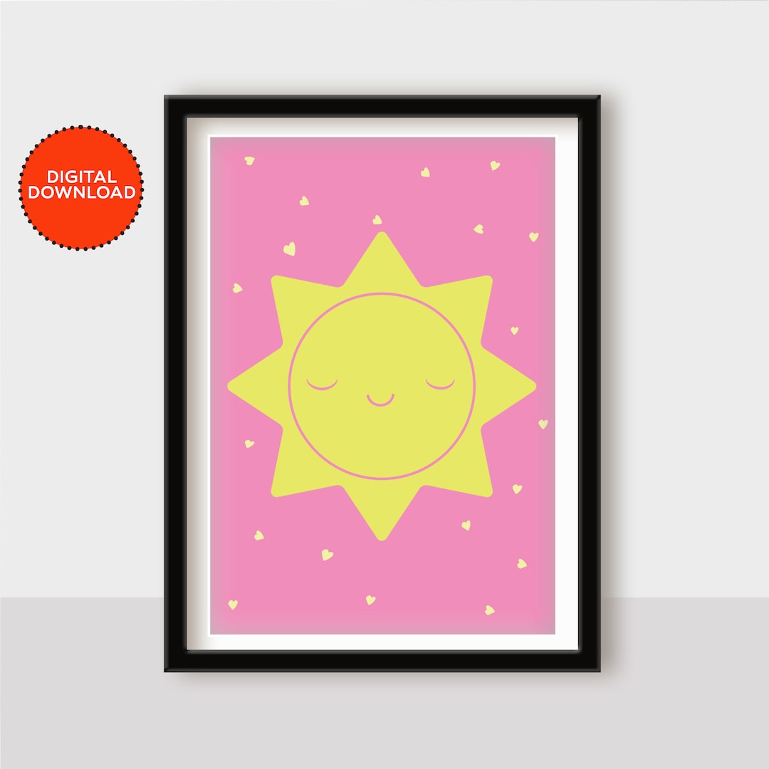 You Are My Sunshine Prints, Printable Wall Art, Happy Sun, Kids Room ...