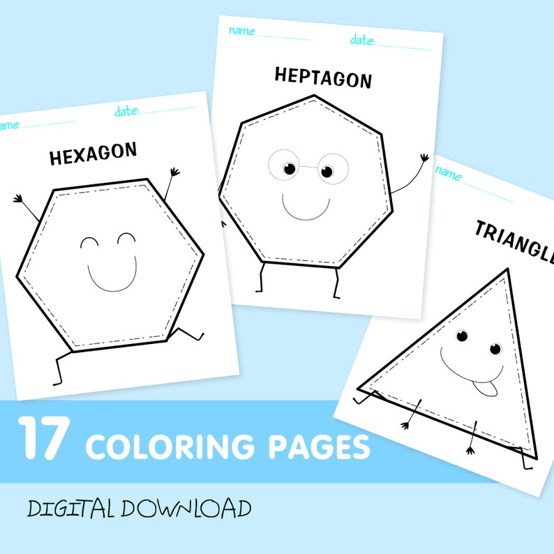 17 Shapes Coloring Pages, Worksheets for Kids, Learning Shapes ...