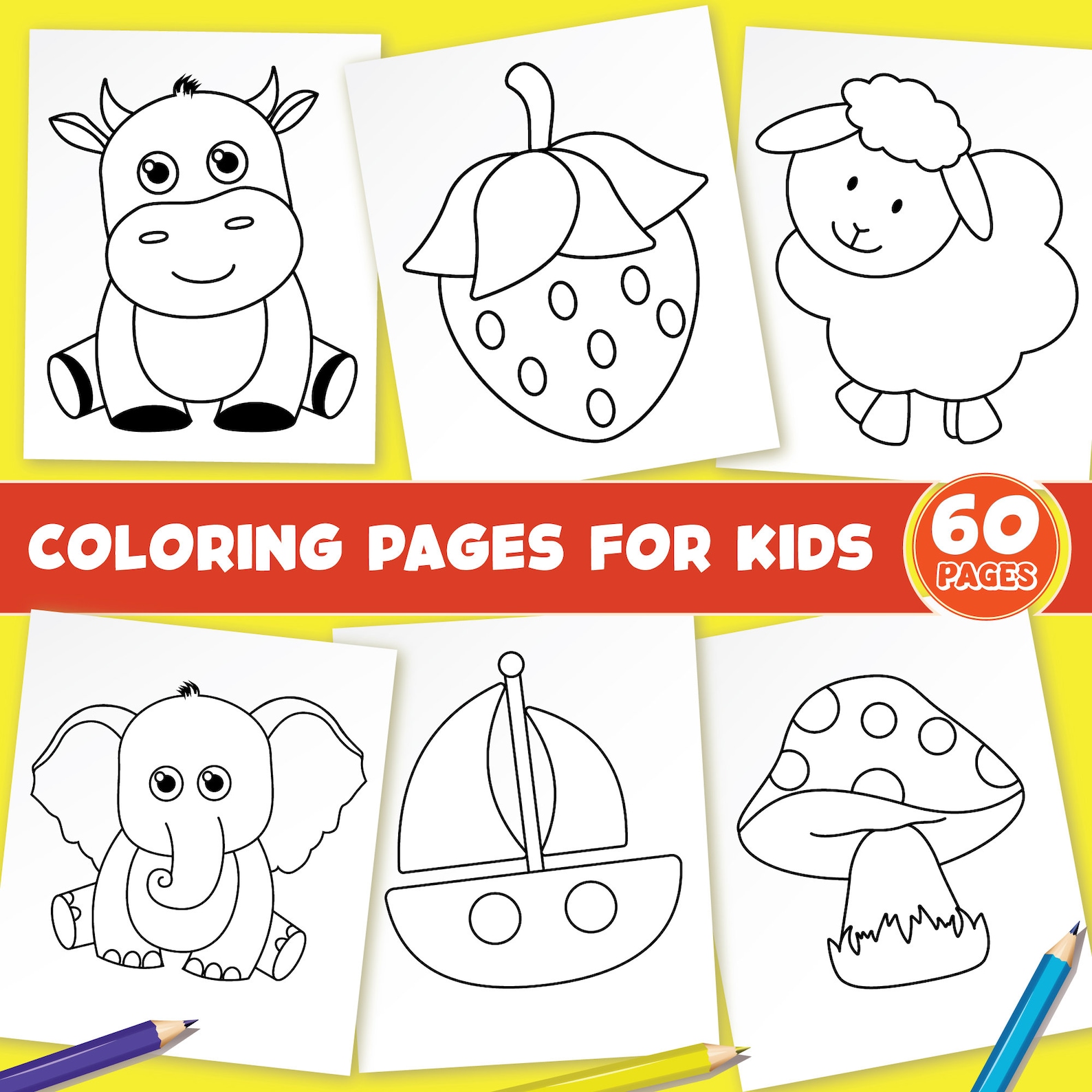 60 Printable Coloring Pages for Kids, Toddlers, Preschoolers, Coloring ...