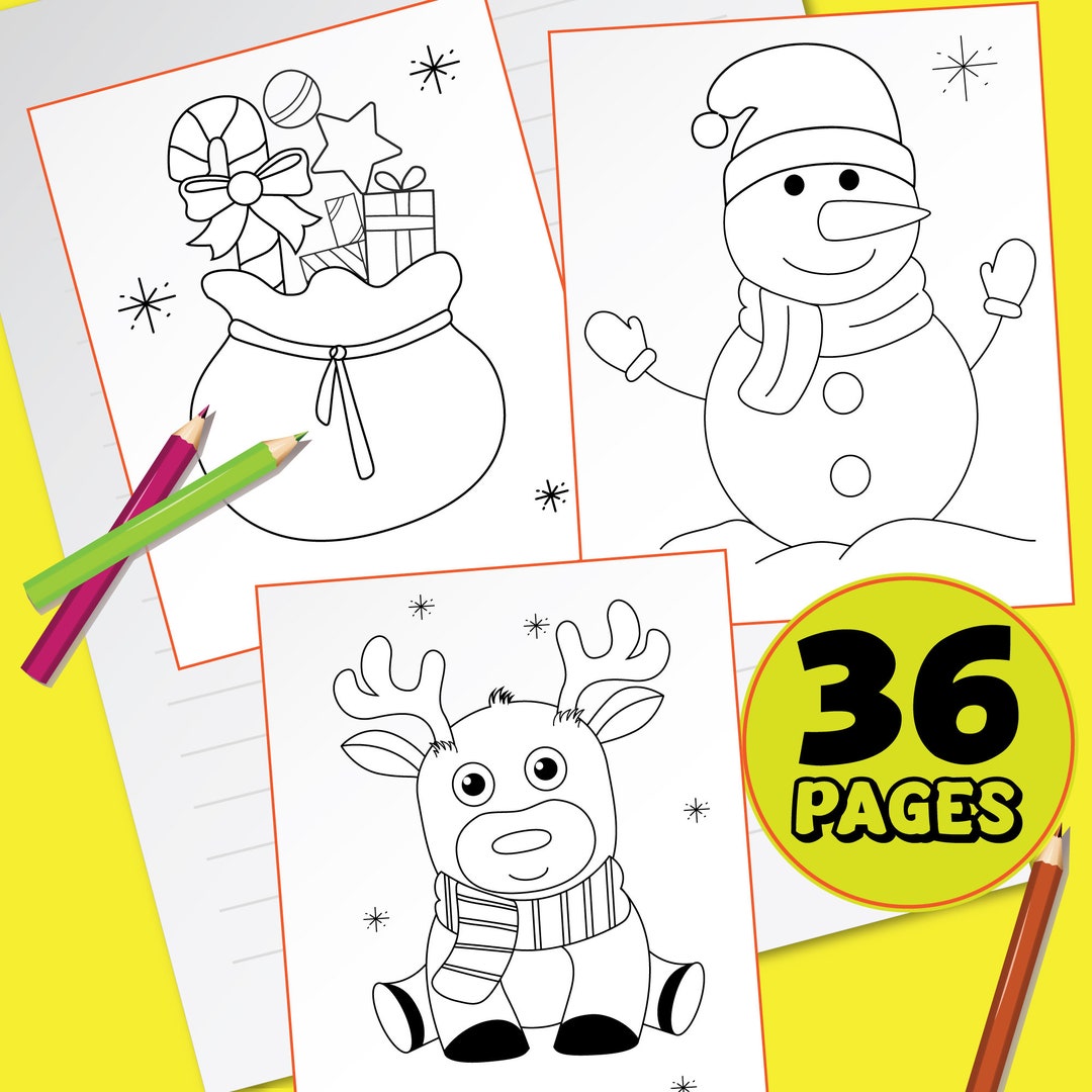 Christmas Printable Coloring Pages for Kids, Toddlers, Coloring Book ...