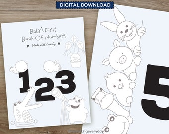 123 Coloring Book Numbers Coloring Pages Counting Animals Baby Shower ...