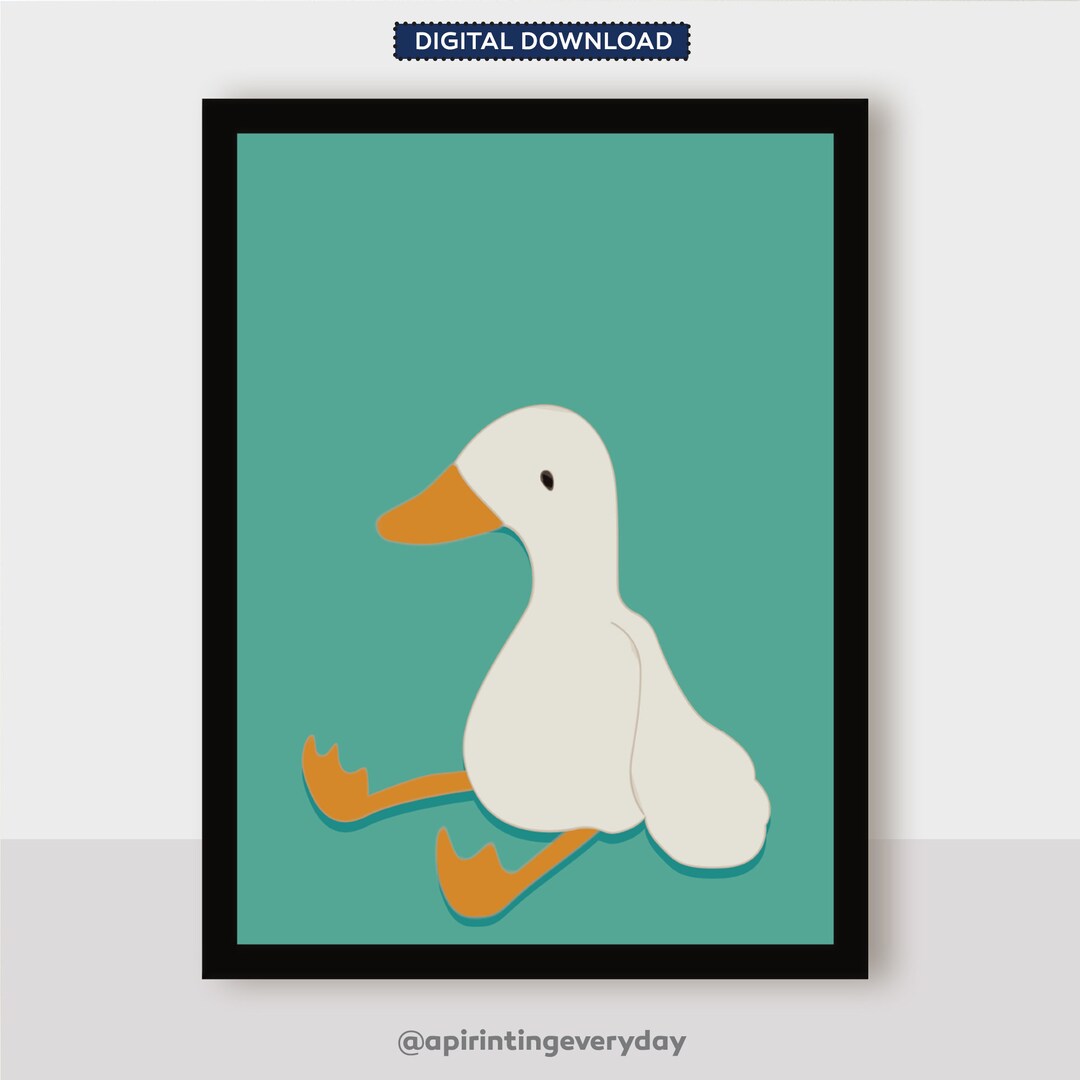 Silly Goose Wall Art, Cute Goose Poster, Blue Nursery Decor, Silly ...