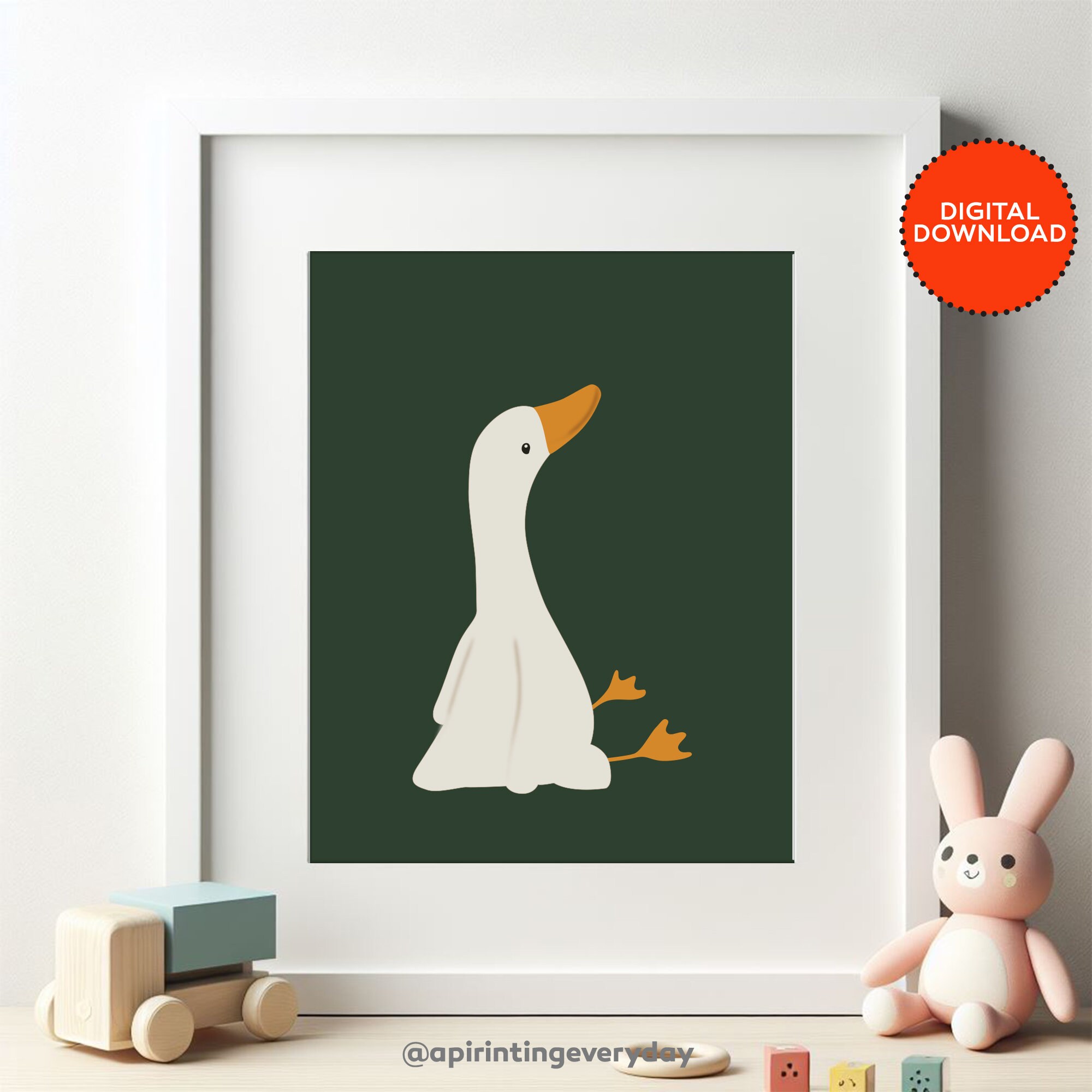 Silly Goose Wall Art, Duck Nursery Wall Art, Cute Goose Poster, Dark ...