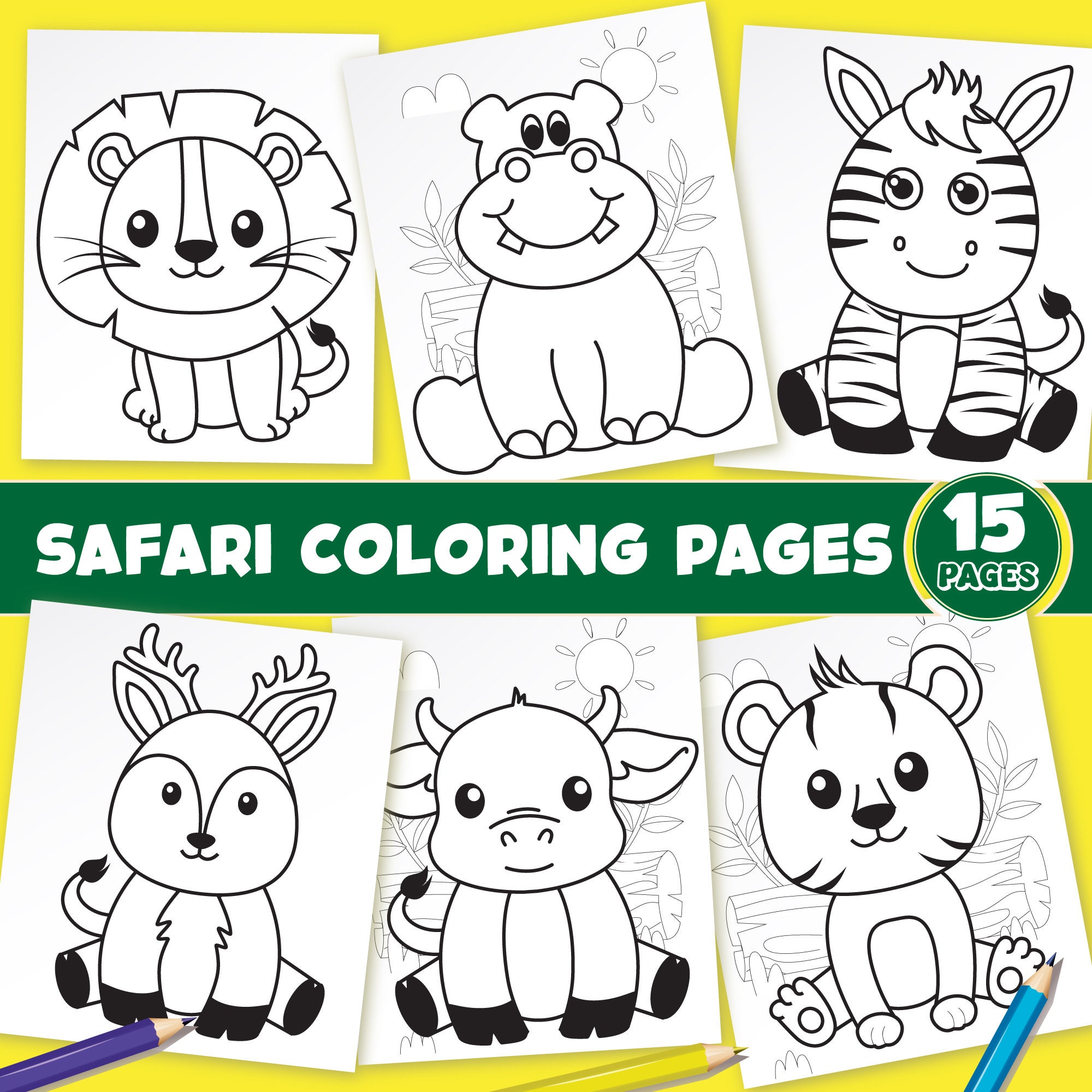 15 Printable Safari Animals Coloring Pages for Kids,15 Coloring Pages ...