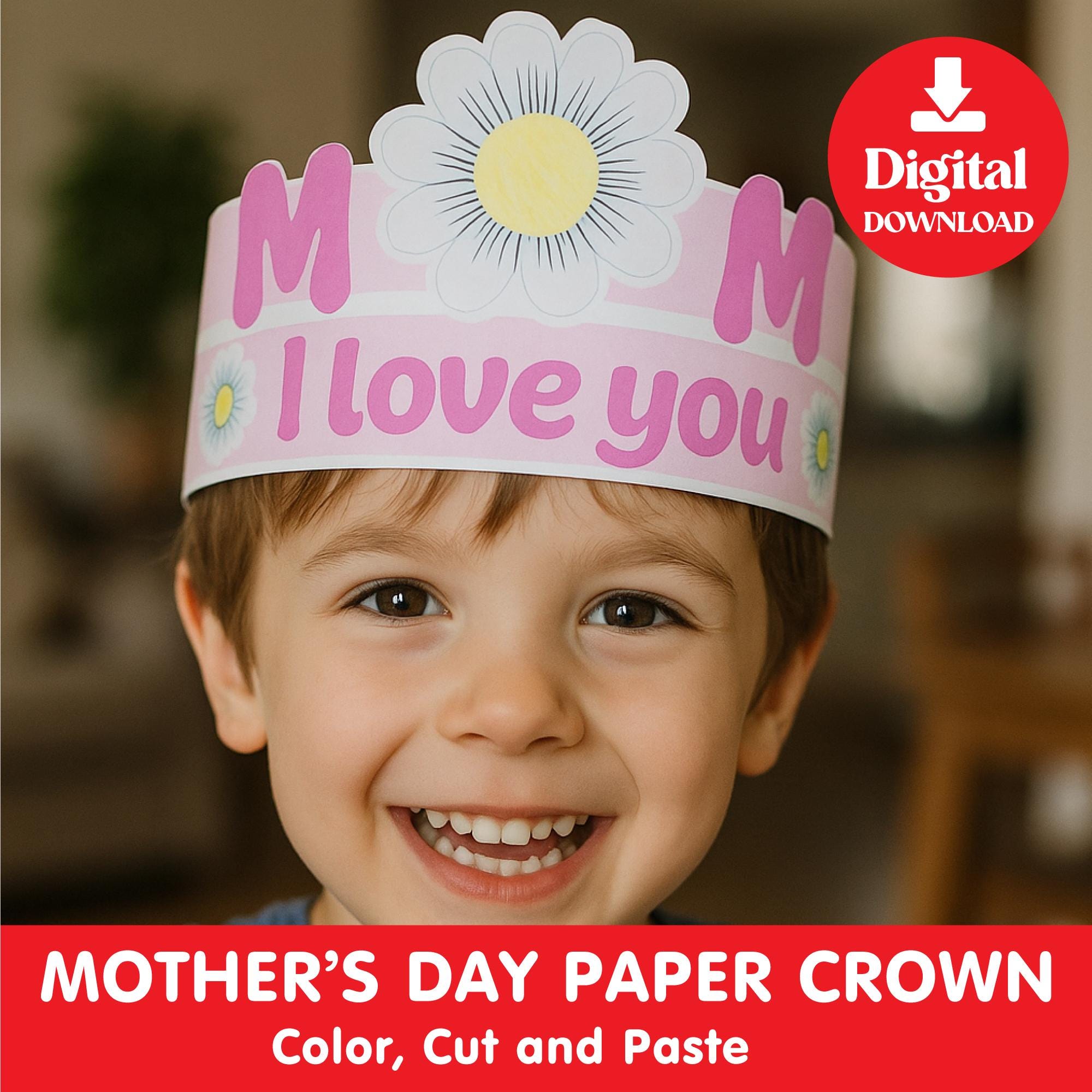 Mother's Day Paper Crown Craft for Kids, Printable Mom Crown Headband ...