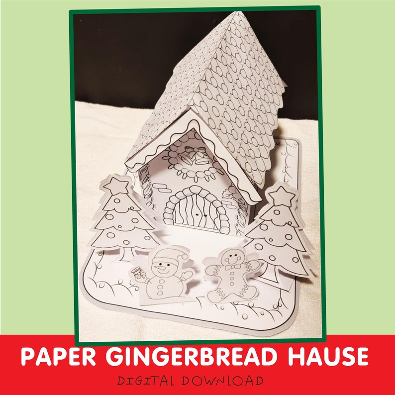 Gingerbread House Printable Paper Craft, Christmas Color Build Paper ...