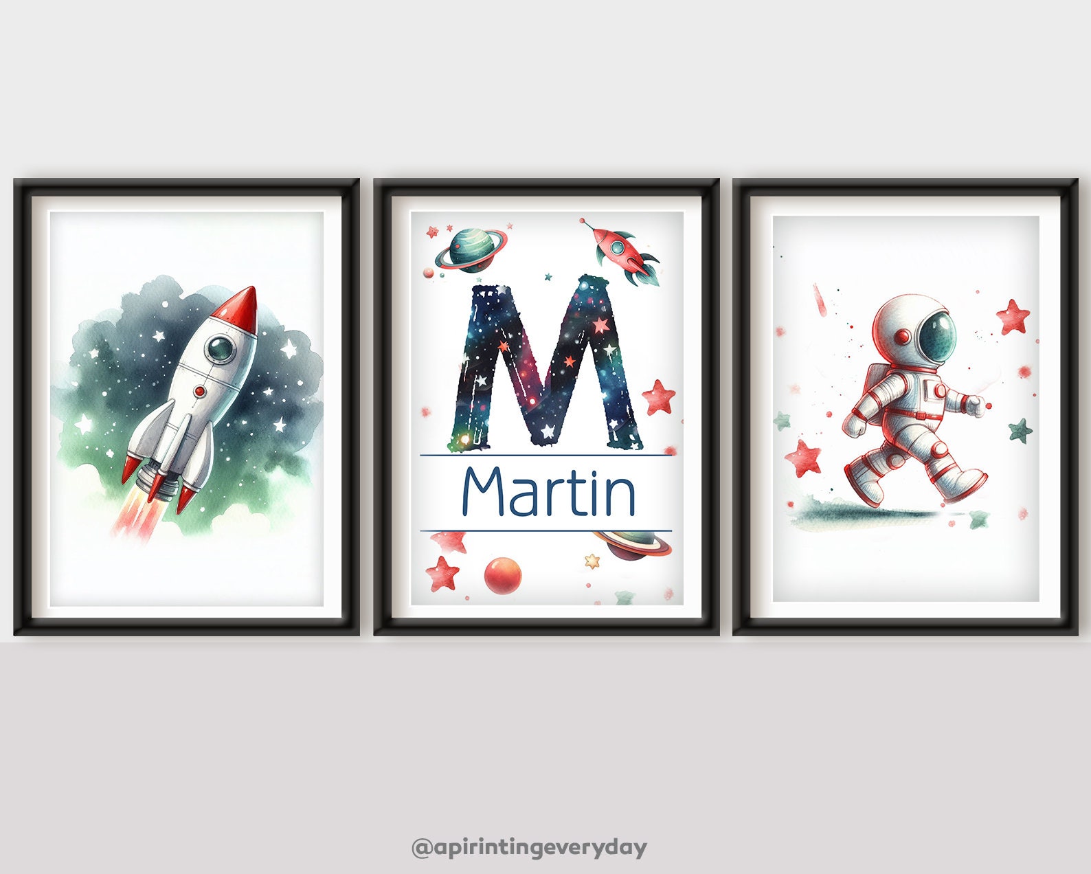Space Nursery Prints, Outer Space Printable Wall Art Set of 3 for ...