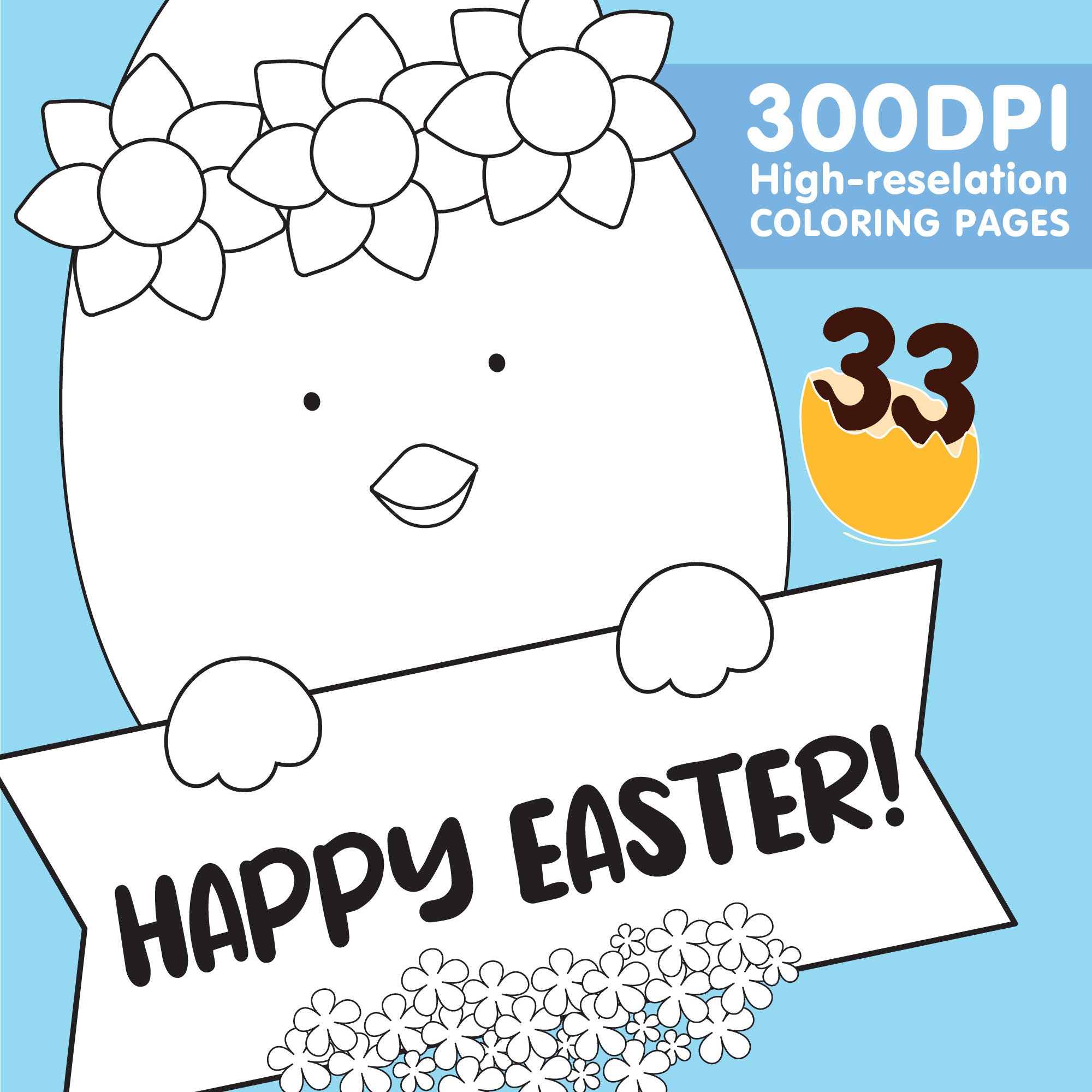 33 Easter Easy Coloring Pages for Kids,easter Coloring Book, Toddlers ...