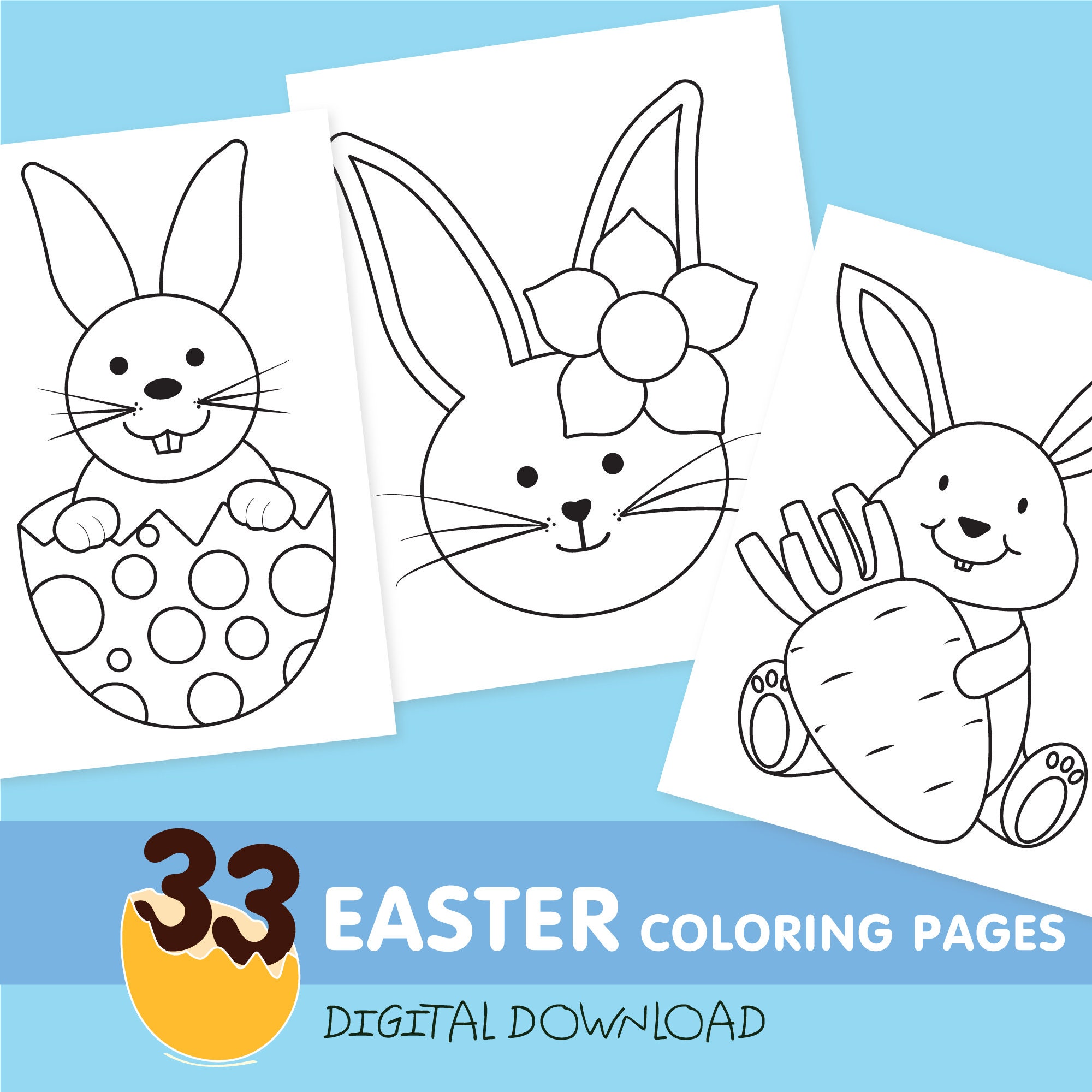 33 Easter Easy Coloring Pages for Kids,easter Coloring Book, Toddlers ...