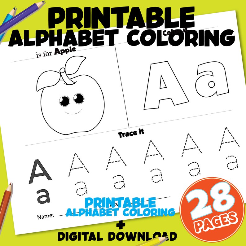 Printable Alphabet Coloring Pages Worksheets for Kids, Toddlers ...
