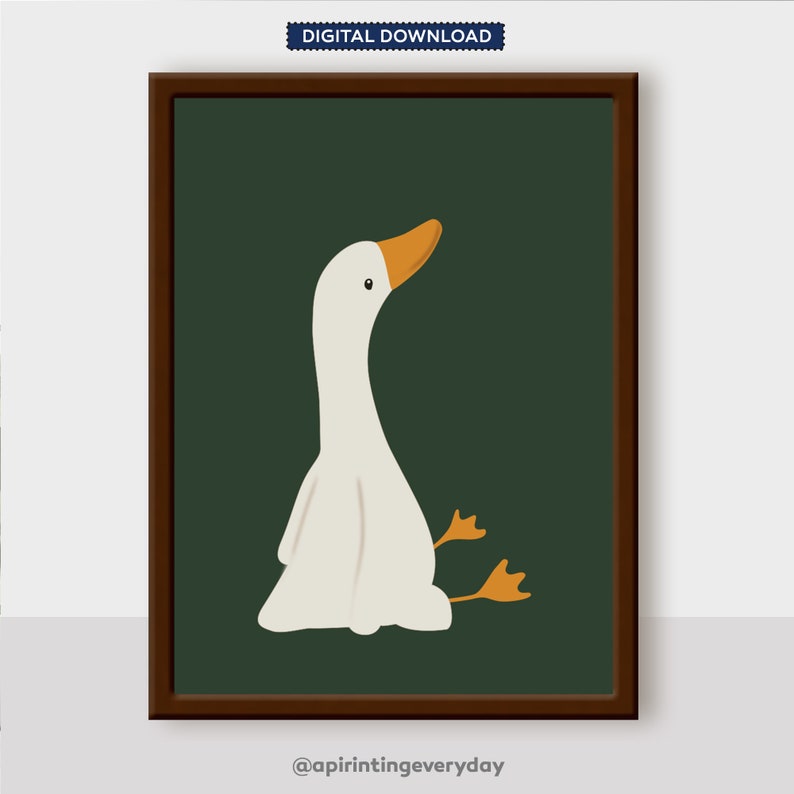 Silly Goose Wall Art, Duck Nursery Wall Art, Cute Goose Poster, Dark ...