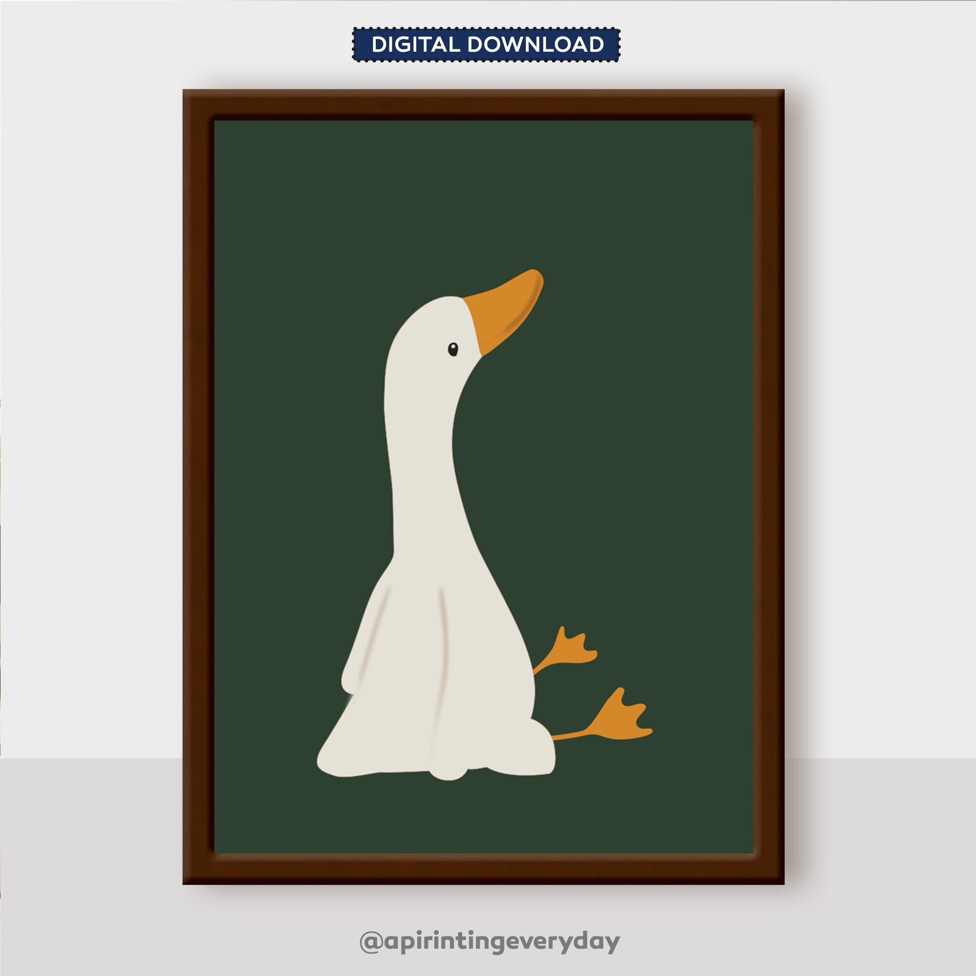 Silly Goose Wall Art, Duck Nursery Wall Art, Cute Goose Poster, Dark ...