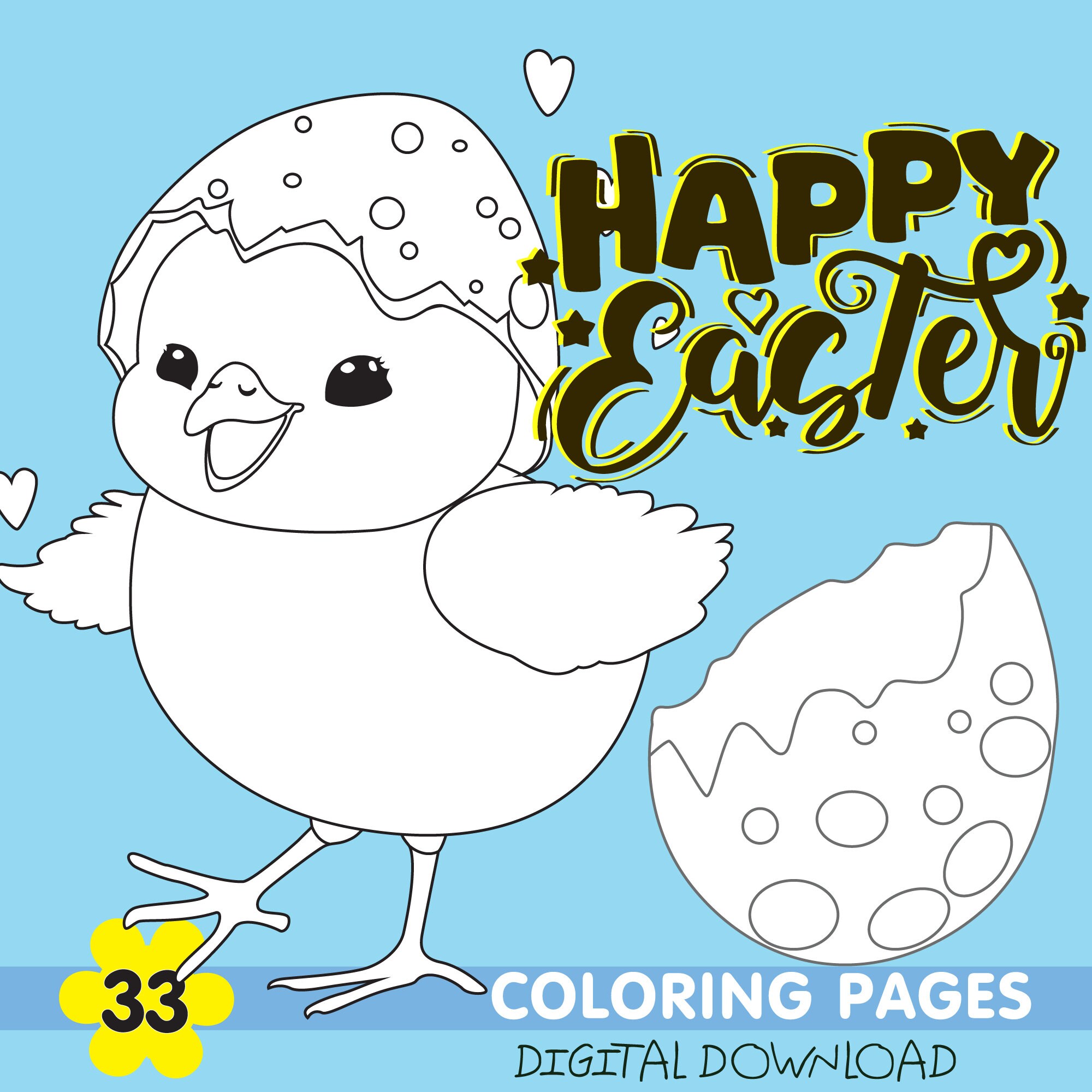 33 Easter Easy Coloring Pages for Kids,easter Coloring Book, Toddlers ...