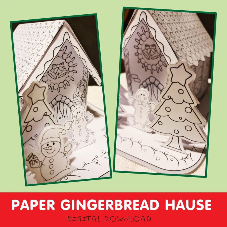Gingerbread House Printable Paper Craft, Christmas Color Build Paper ...