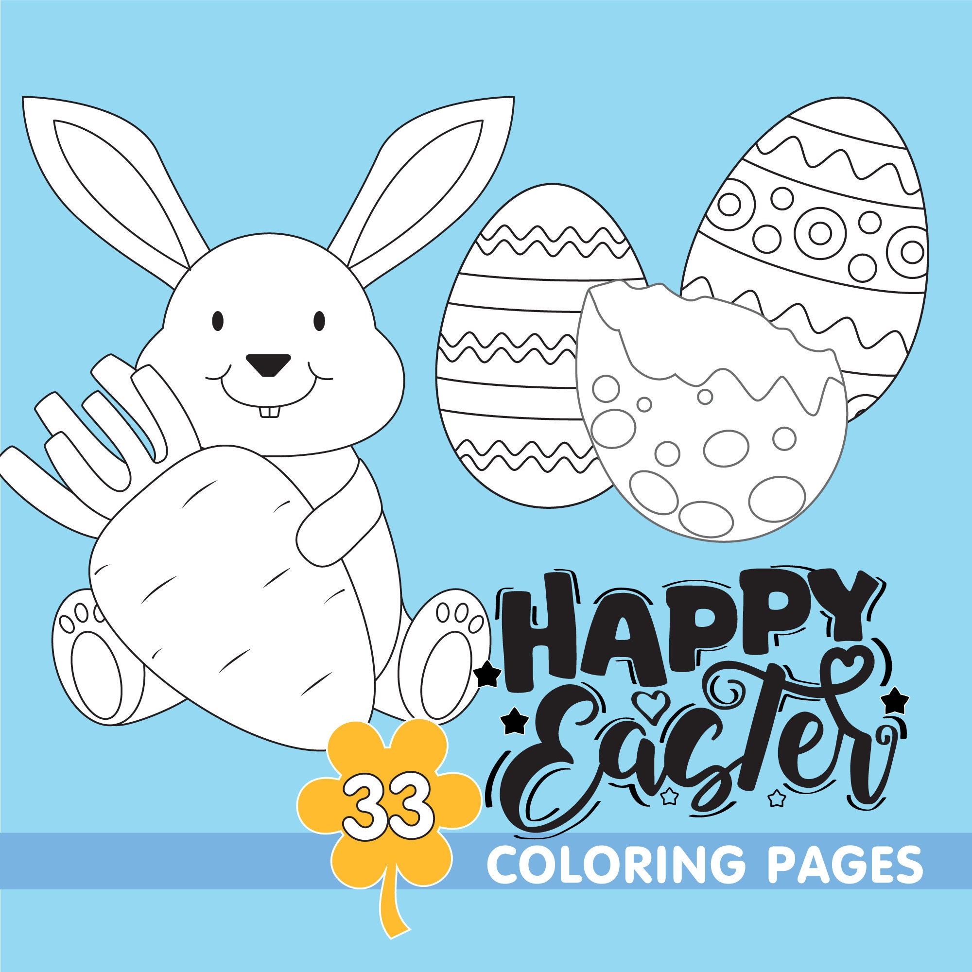 33 Easter Easy Coloring Pages for Kids,easter Coloring Book, Toddlers ...