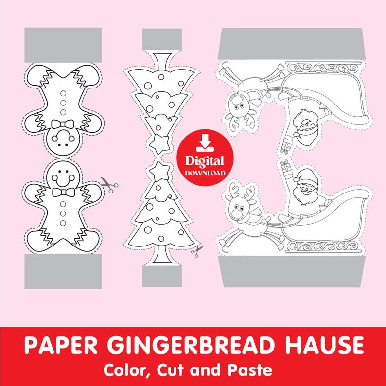 Gingerbread House Printable Paper Craft, Christmas Color Build Paper ...