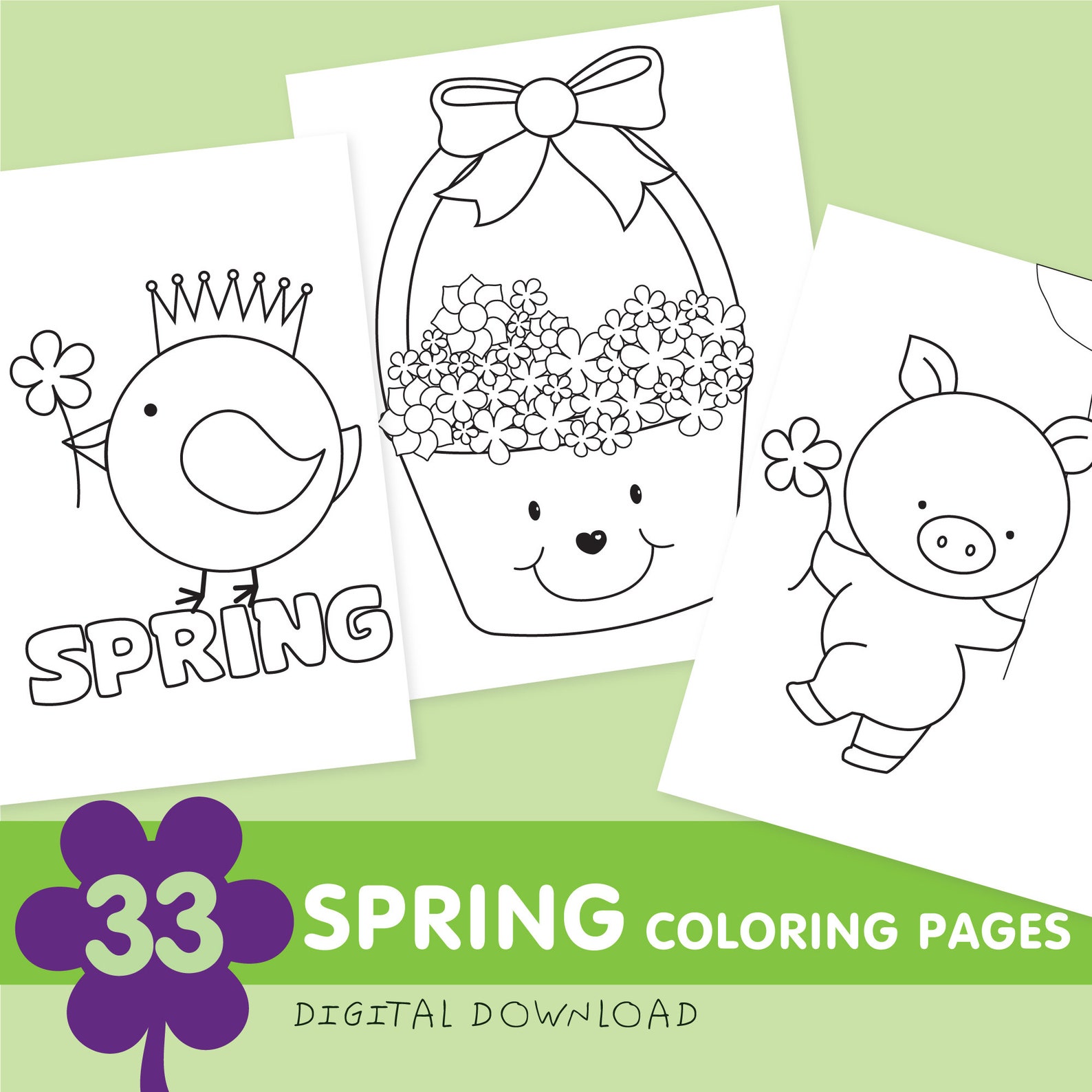 33 Spring Easy Coloring Pages for Kids, Printable Spring Coloring Pages ...