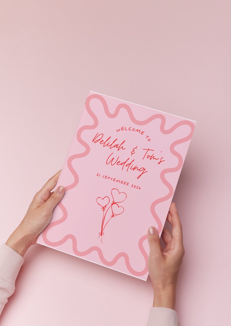 Wavy Wedding Sign Template Digital Download - Etsy