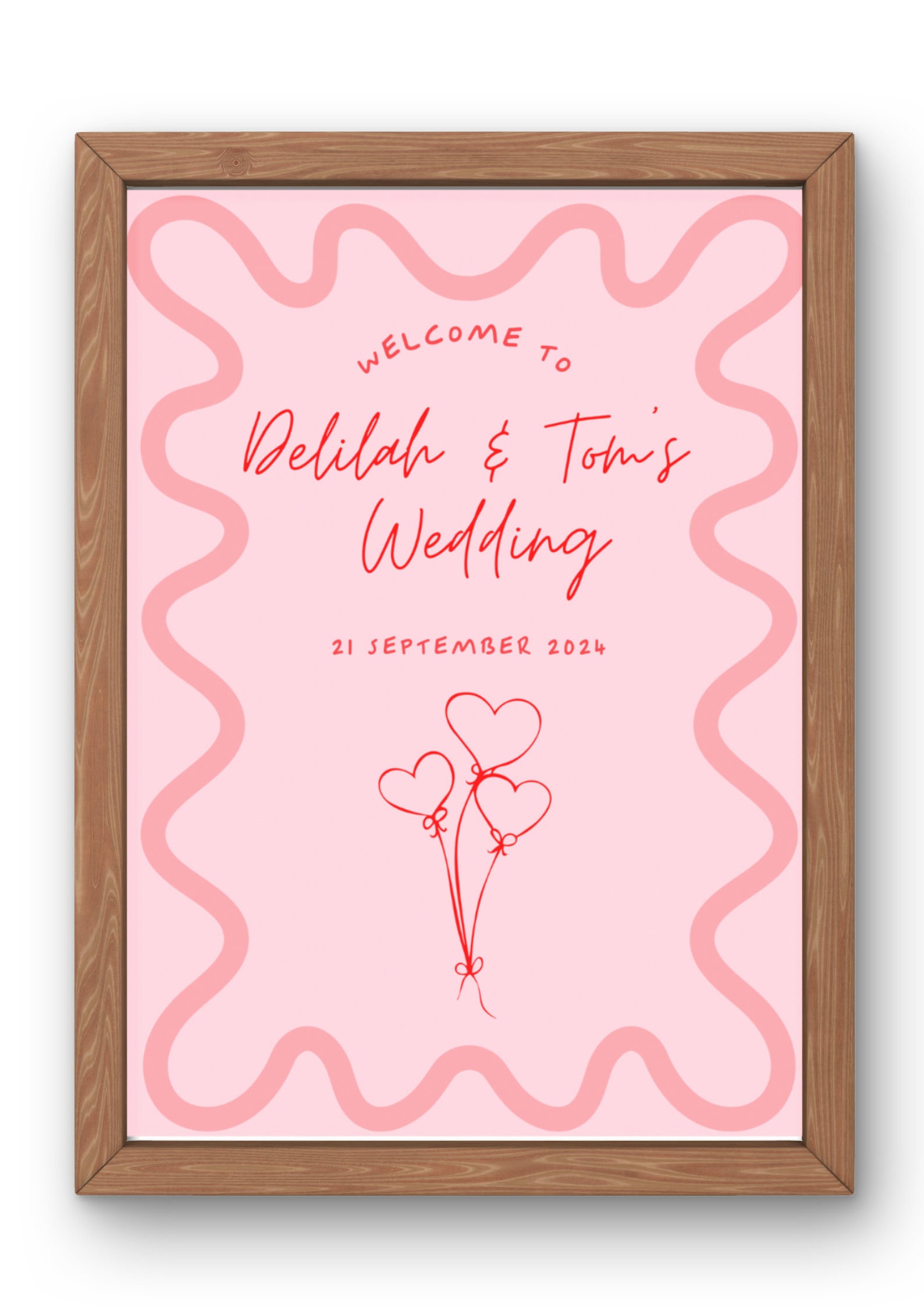 Wavy Wedding Sign Template Digital Download - Etsy