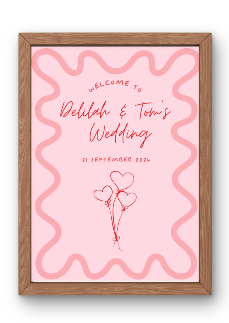 Wavy Wedding Sign Template Digital Download - Etsy