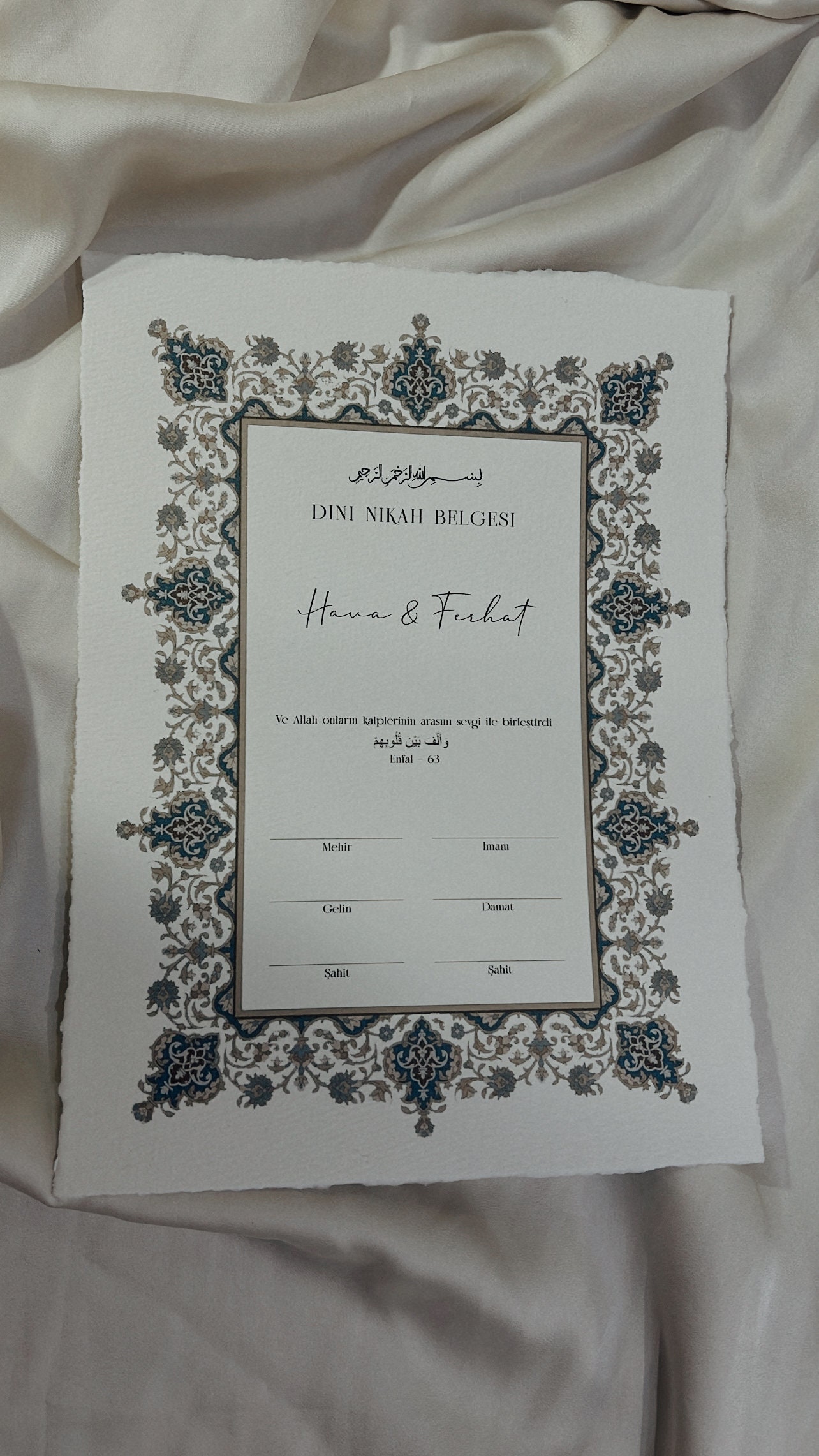 Dini Nikah Belgesi Imam Nikah Belgesi Nikkah Certificate - Etsy