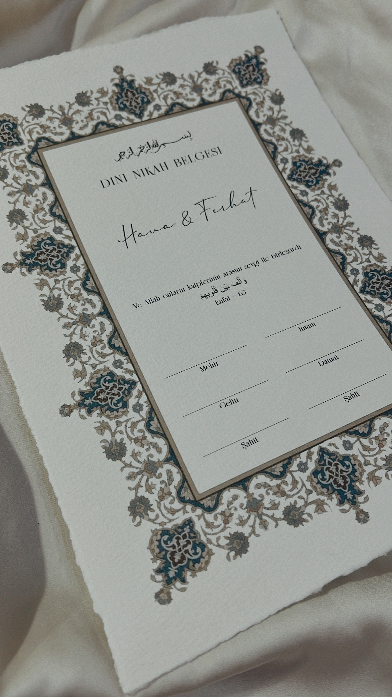 Dini Nikah Belgesi Imam Nikah Belgesi Nikkah Certificate - Etsy