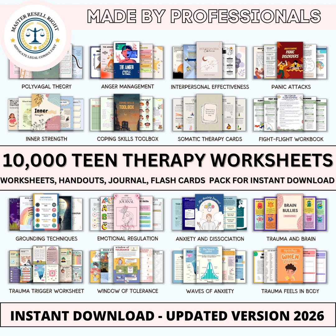 Teen Mental Health Mega Bundle, Therapy Worksheets, Healing Journey ...