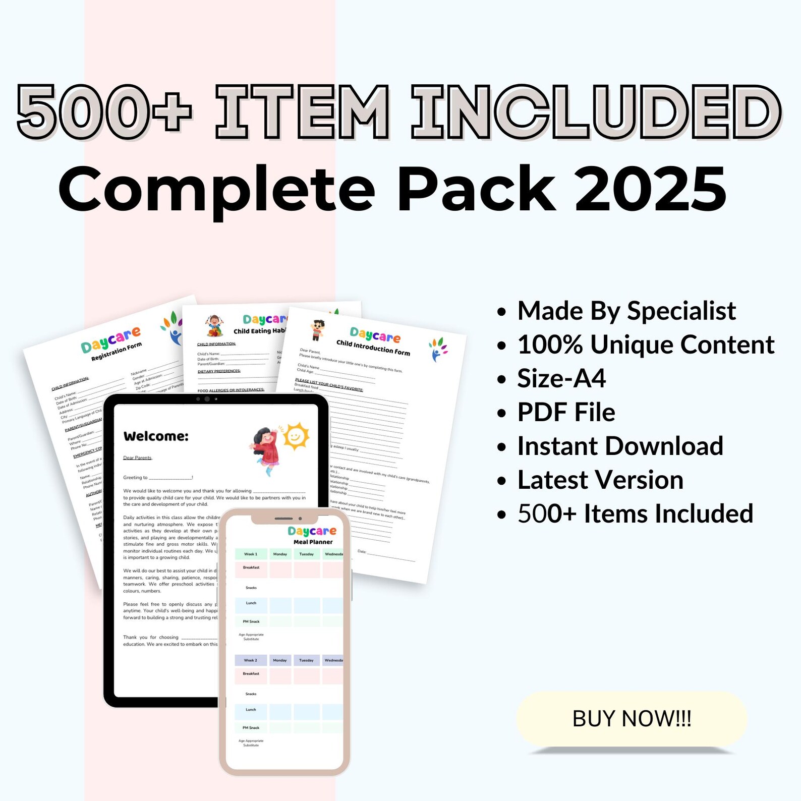 Daycare Starter Kit, Daycare Forms, Daycare Contract, Childcare Forms ...